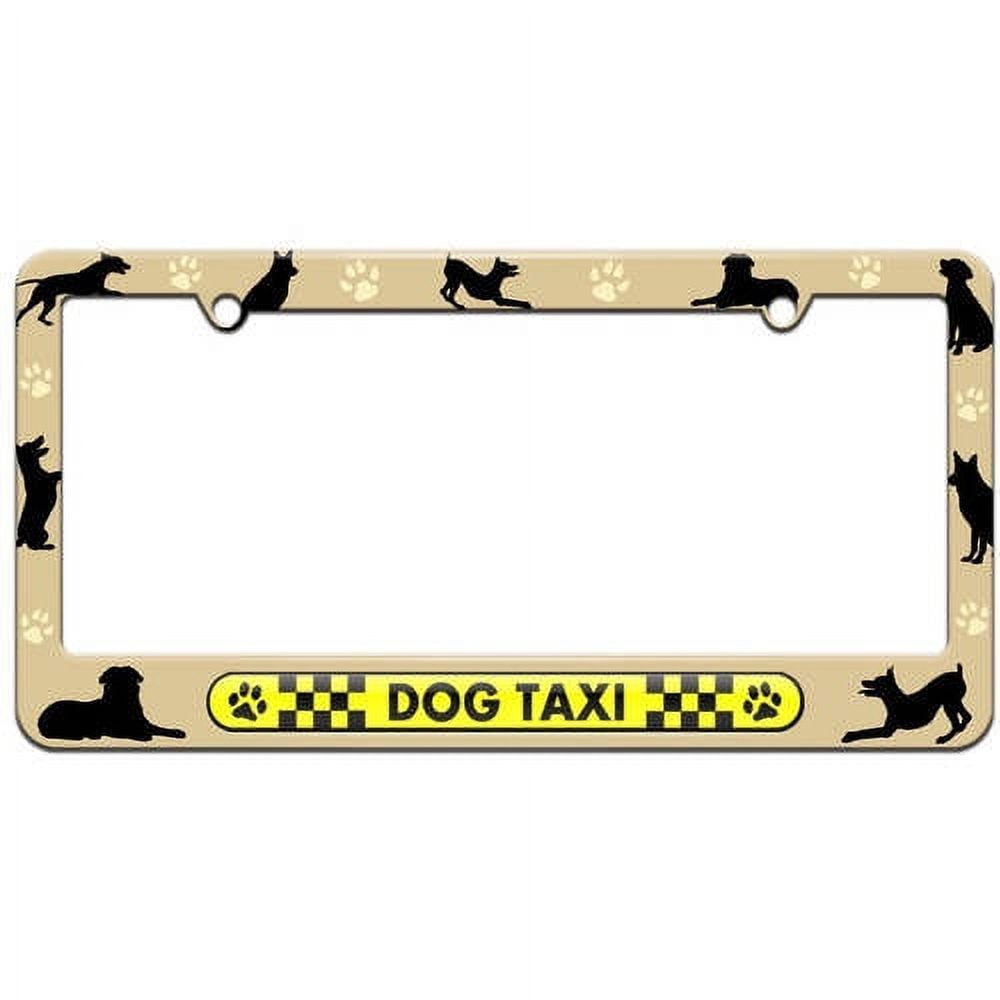 Dog Taxi, Paw Prints Checkered Logo License Plate Tag Frame, Multiple ...