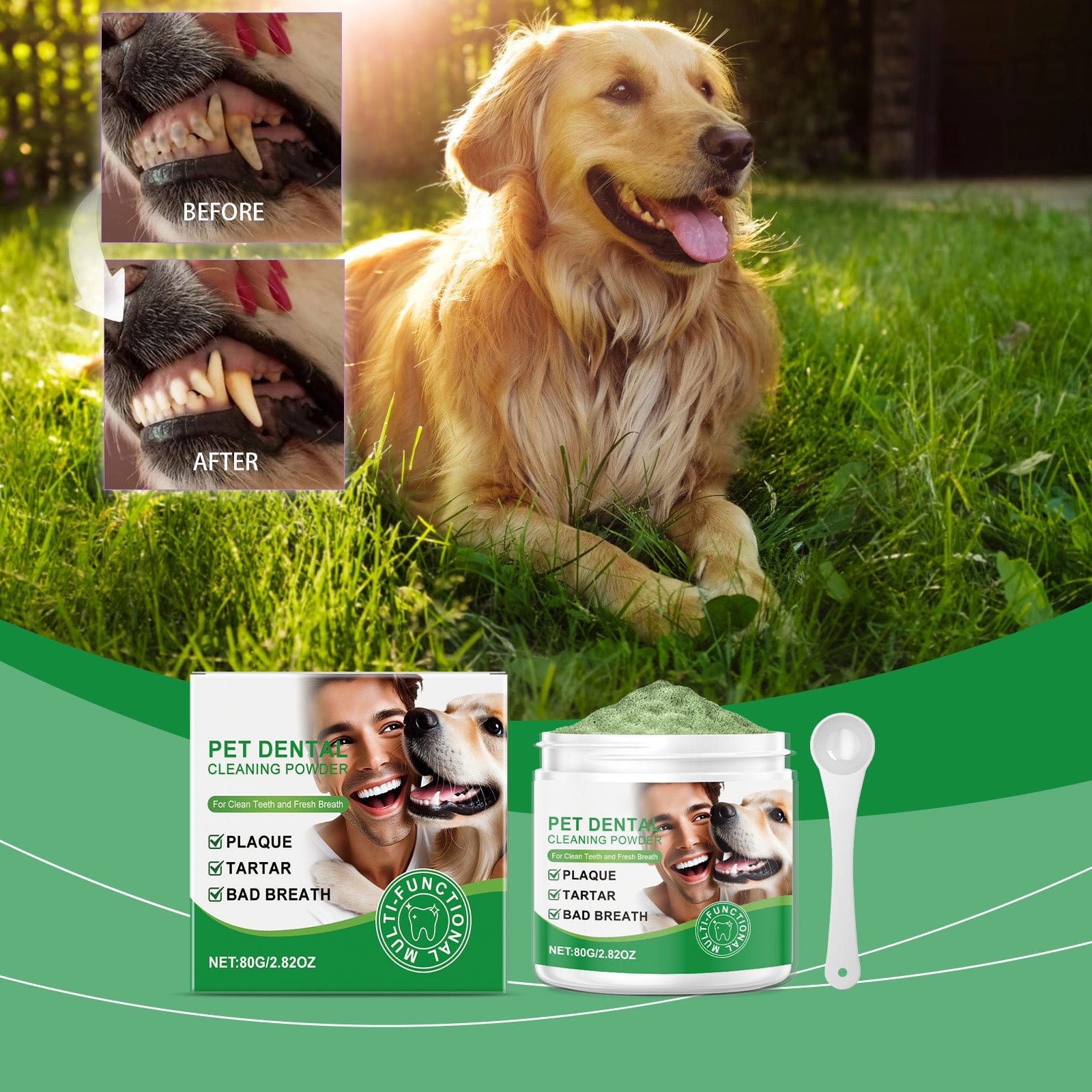 Dog Teeth Cleaning Powder, Dog Dental Powder, Dog Breath Freshener ...