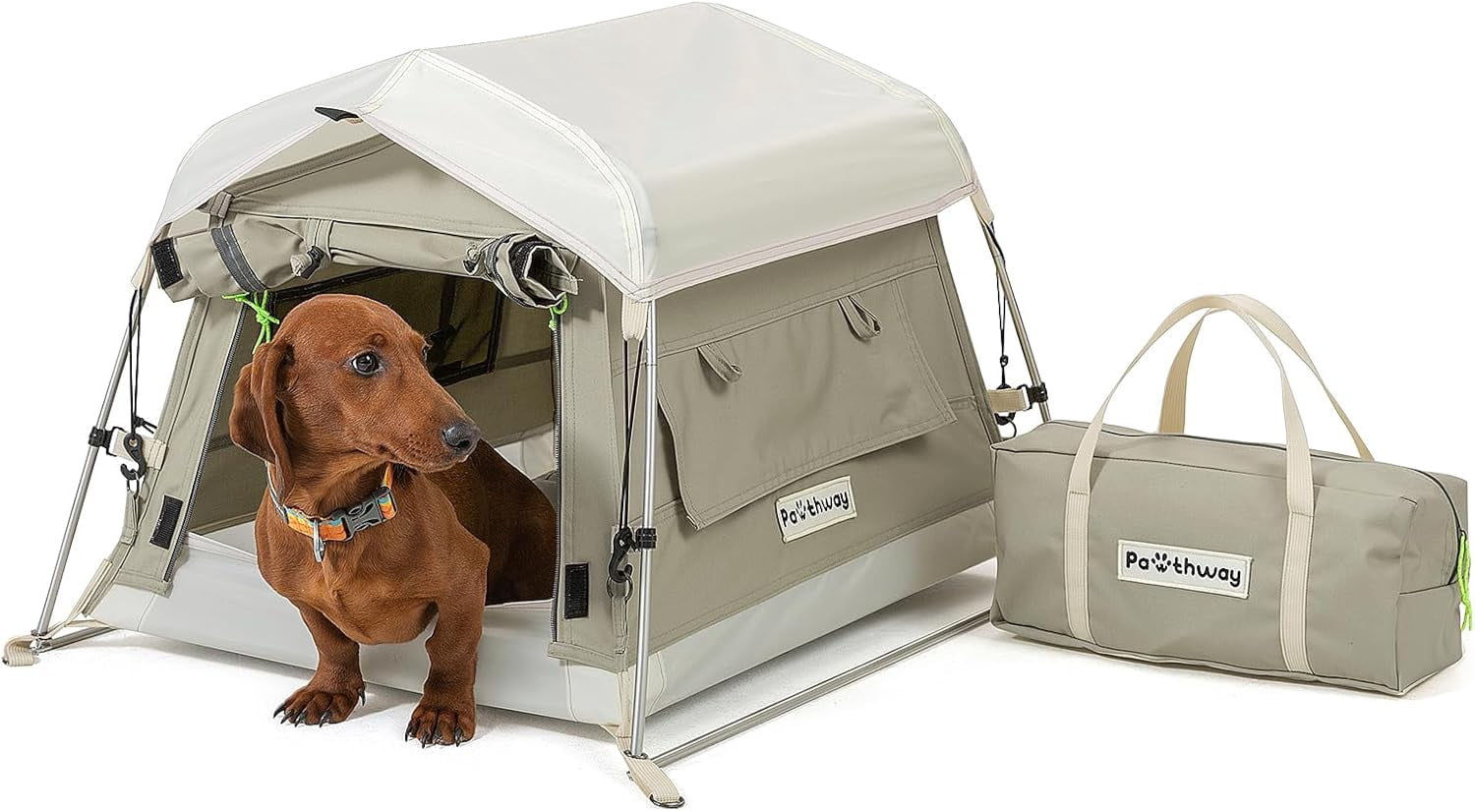 Dog Tent Cotton Fabric, Aluminum Poles and Camping Mat, Outdoor ...