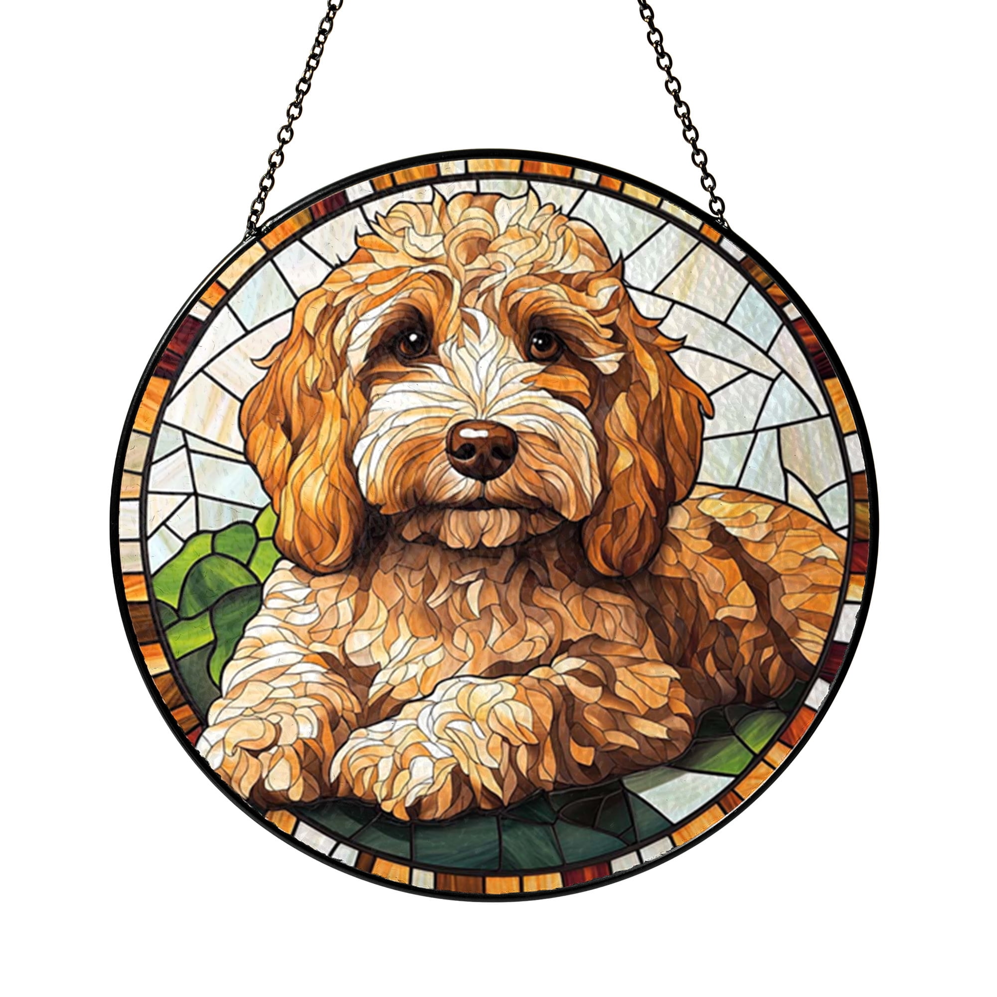 Dog Themed Glass Window Ornament, Decorative Light Catching Hanging Art ...