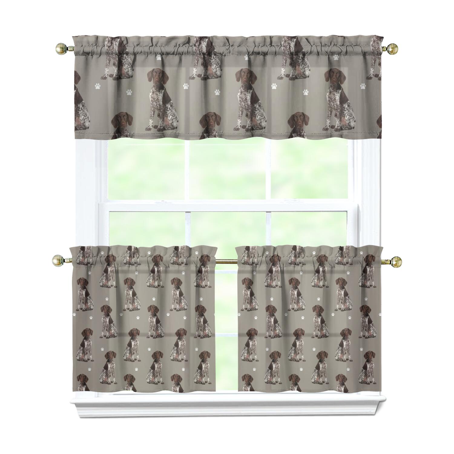Dog-Themed Kitchen Curtains 3 PCS - Paw Print & Boho Aesthetic, Semi ...