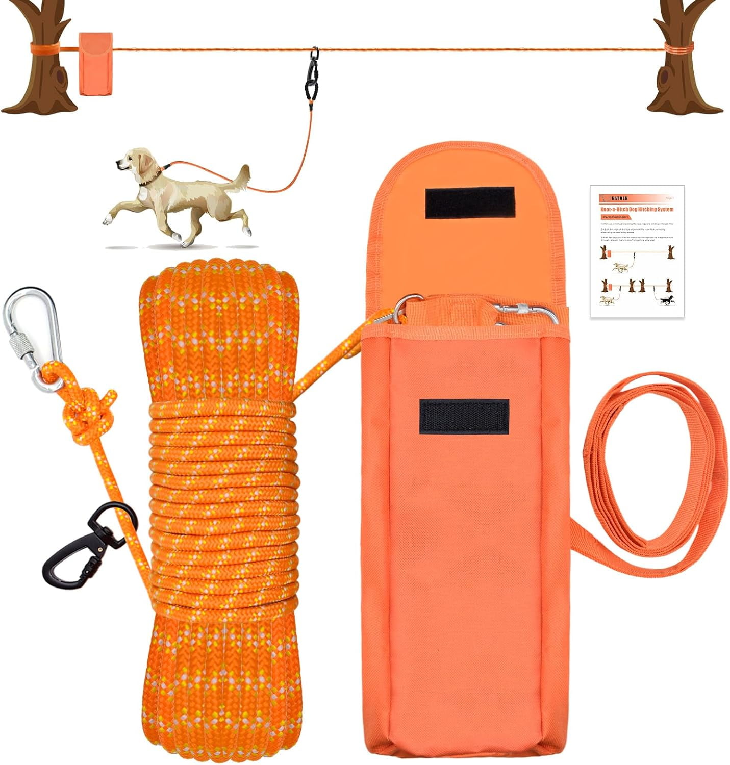 70FT Dog Hitching System: Heavy Duty Cord for Small to Large Dogs ...