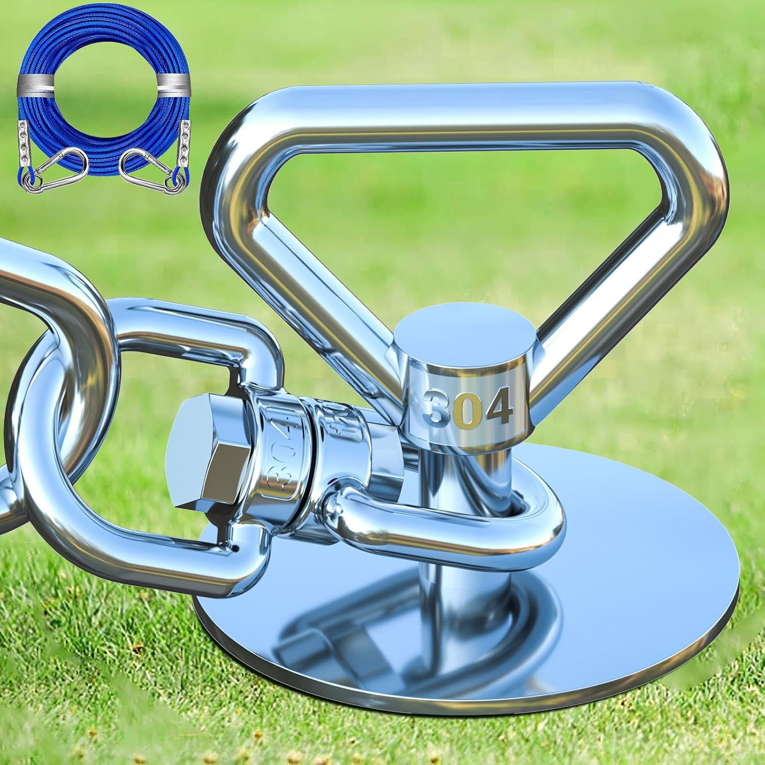 Dog Tie Out Cable and Stake,with 30FT Heavy Duty Cable,360° Swivel Dog ...