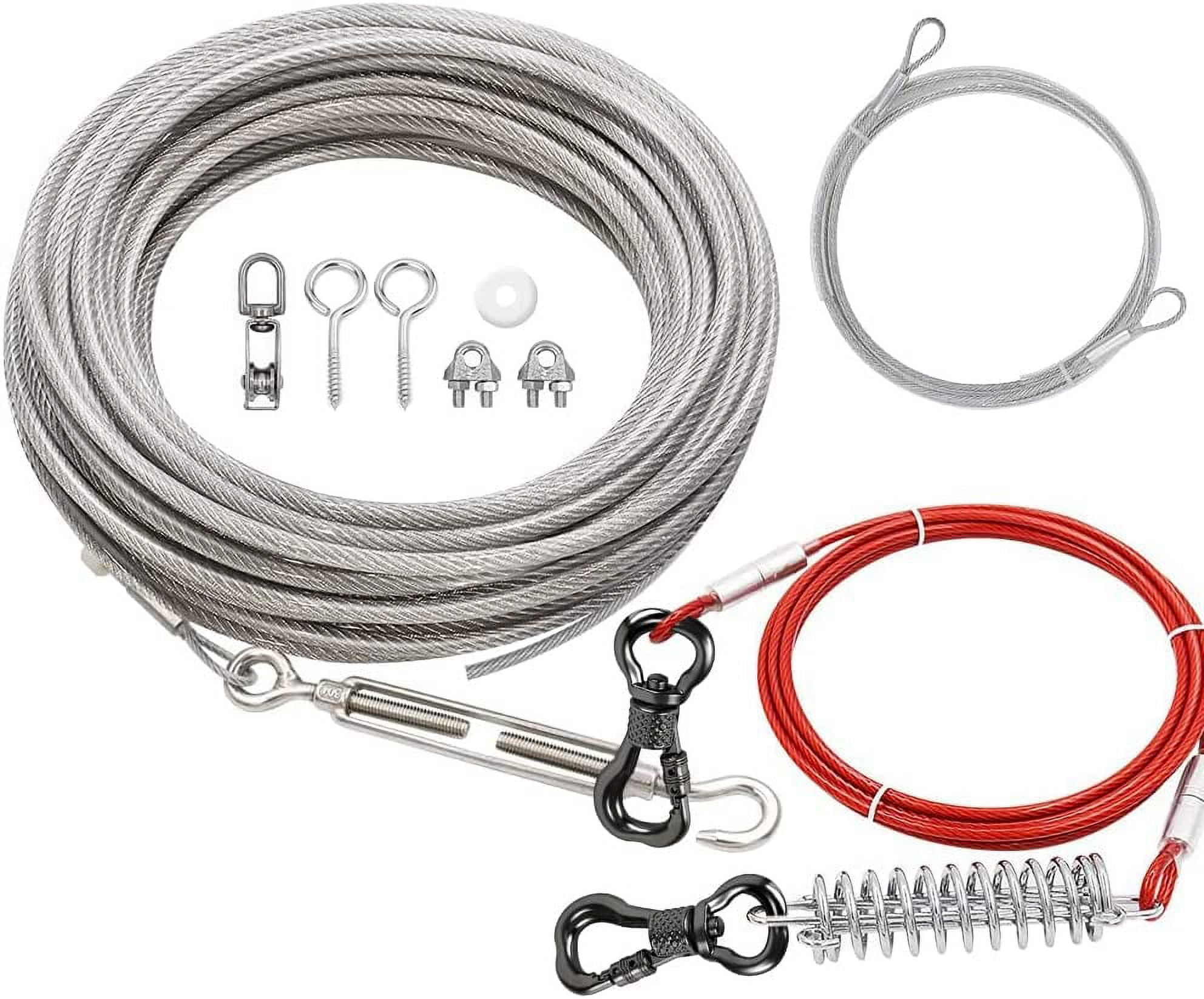 Dog Tie Out Cable, 100ft Dog Trolley Runner Cable for Dogs up to 250lbs ...