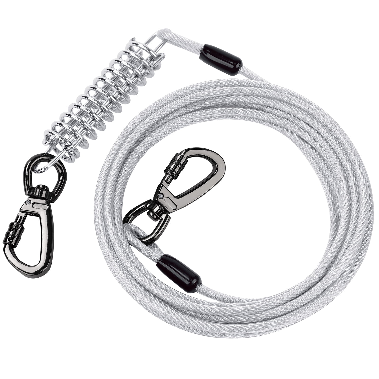 USCAMEL Dog Tie Out Cable 15ft Chew Proof with Lockable Rotating Hook Absorbing Spring Walmart