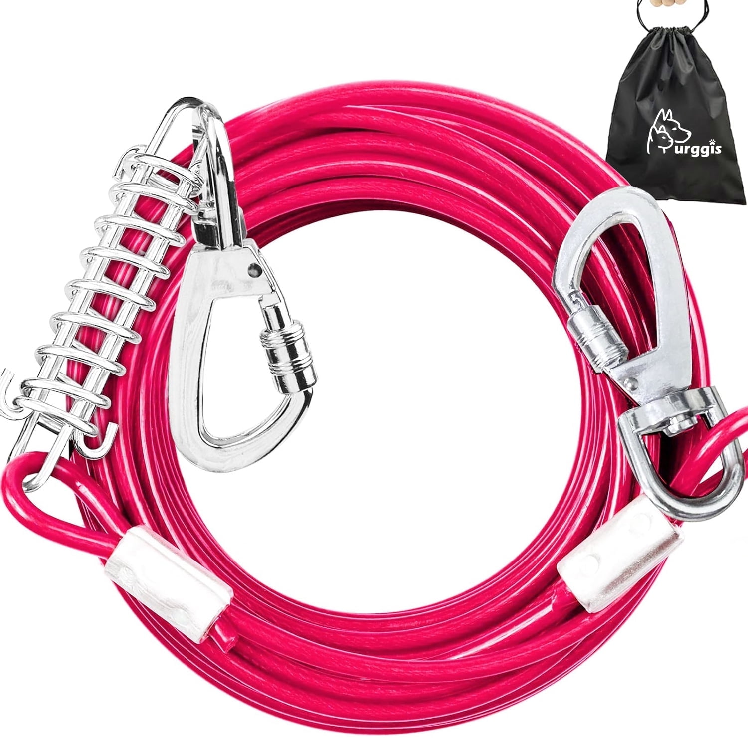 Furggis Heavy Duty Dog Tie Out Cable – 50FT Chew Proof & Tangle-Free ...