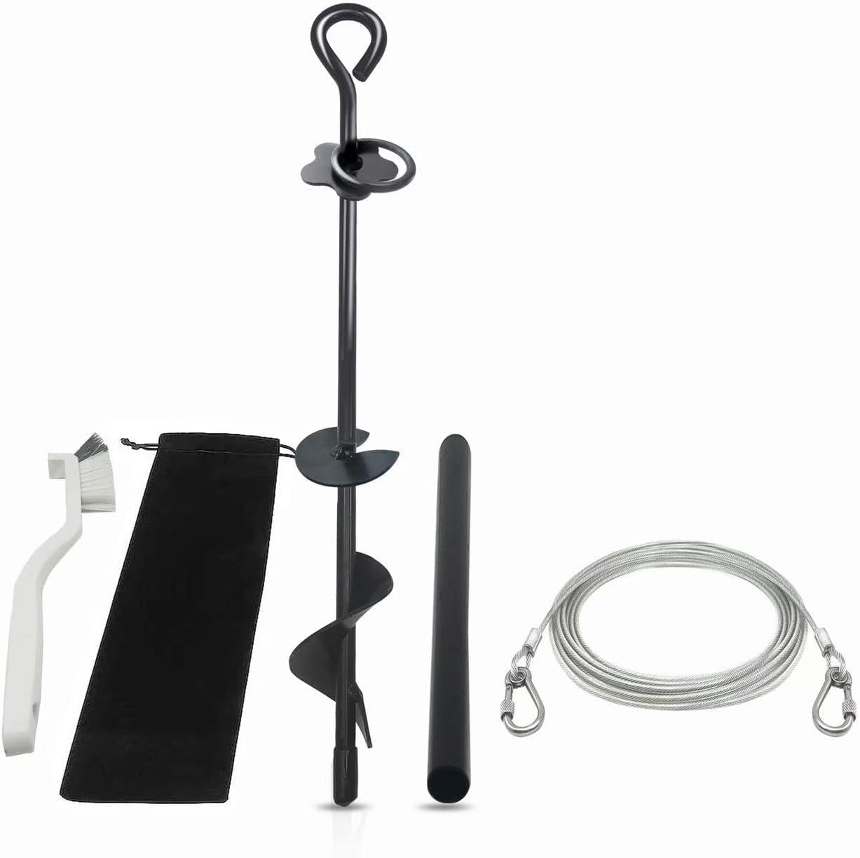 Dog Tie-Out Cable and Stake -Large Dogs up to 210 lbs-16ft 4mm 304 SS ...