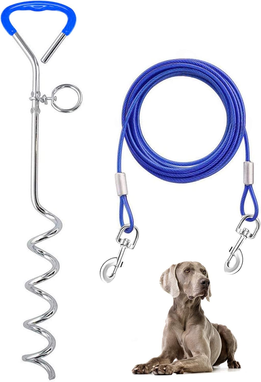 Dog Tie Out Cable and Stake, Heavy Duty Runner with Lead, Long Leash ...