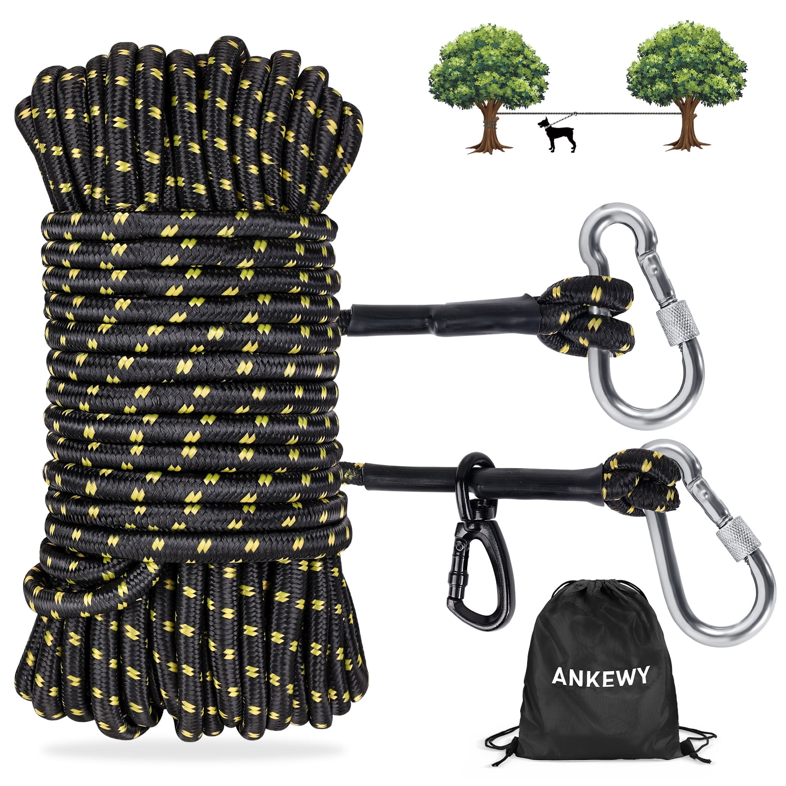 Dog Tie Out Cable for Camping 50ft, Dog Runner for Yard Hold up to ...