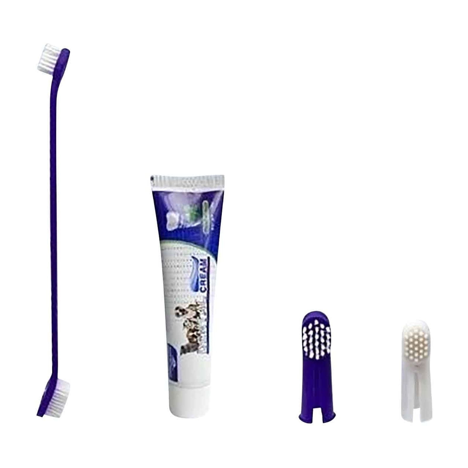 Dog Toothpaste Kit with Double-Headed Toothbrush, Finger Toothbrush ...