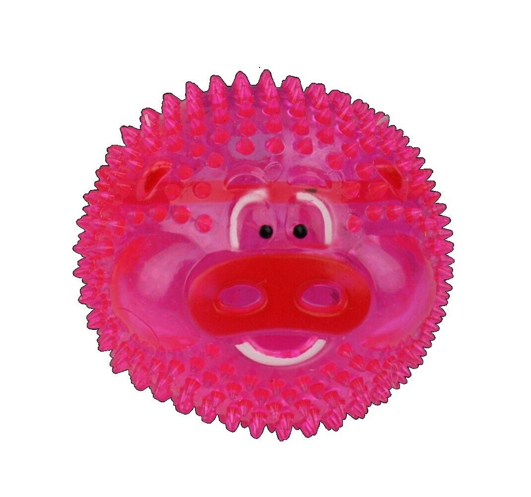 Dog Toy 3.25 inch Lighted TPR Translucent Colorful Spikey Animal Face ...