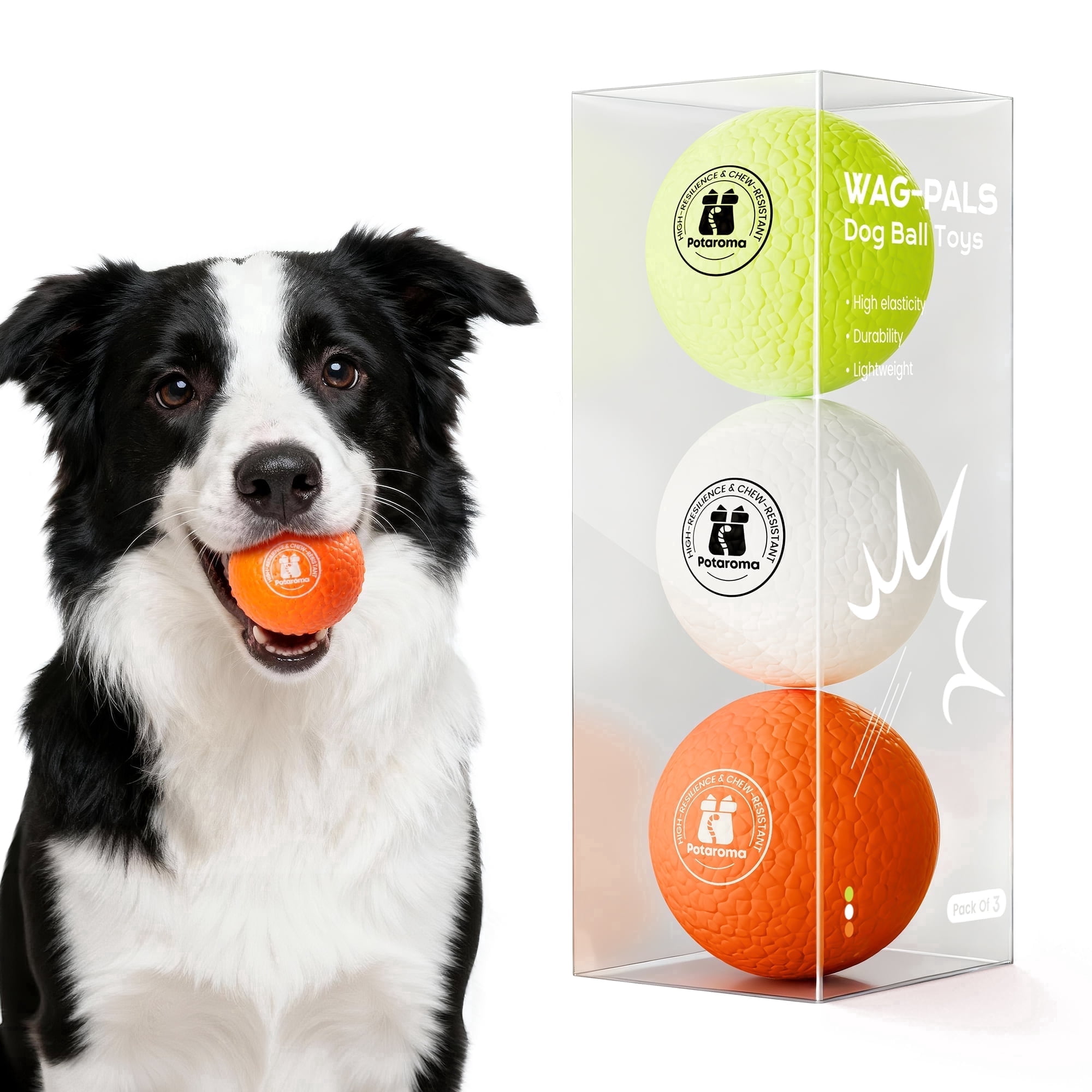 Potaroma 3-pack Dog Ball Toy, E-TPU Bouncy Floating Fetch Ball for ...
