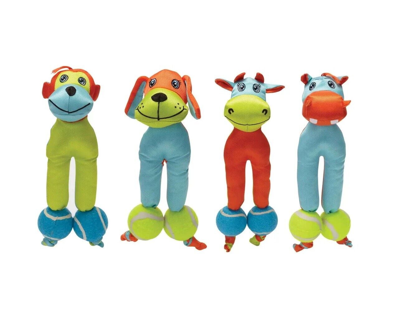 Dog Toy Indoor Outdoor Play Bright Double Tennis Ball Cuddle Chew Tug ...