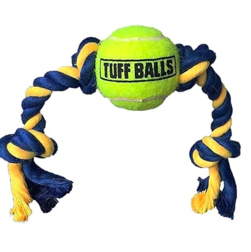 Dog Toy Rope and Tennis Ball Tough Play Fetch Catch Tug for Little to ...