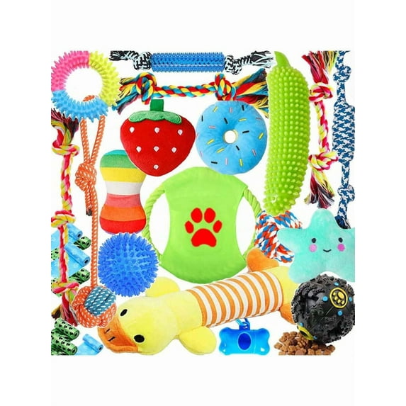 Dog Toy Set, 25-Piece Variety Pack of Puppy Teething Toys for Small and ...