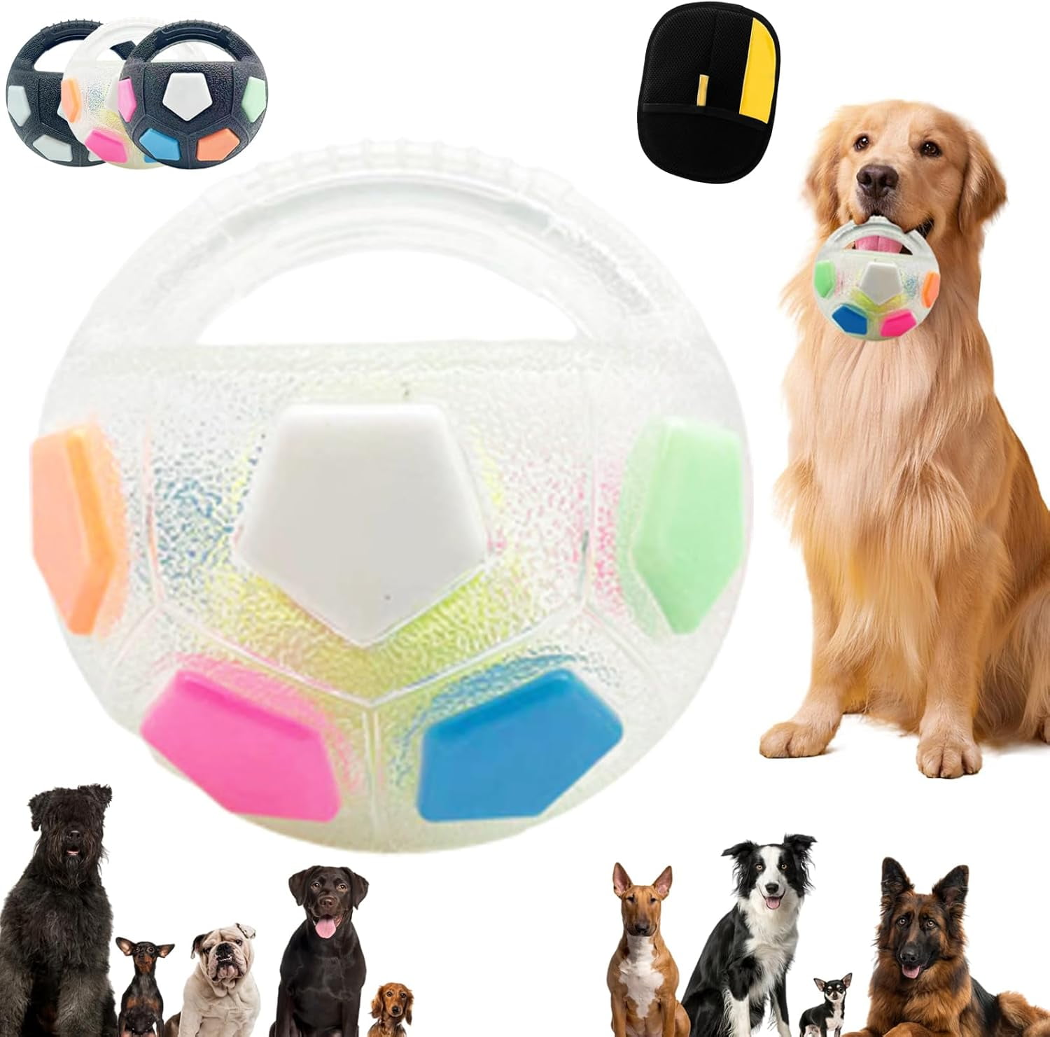 Dog Toy Soccer Ball with Handles, 2026 New Interactive Toss and Fetch ...