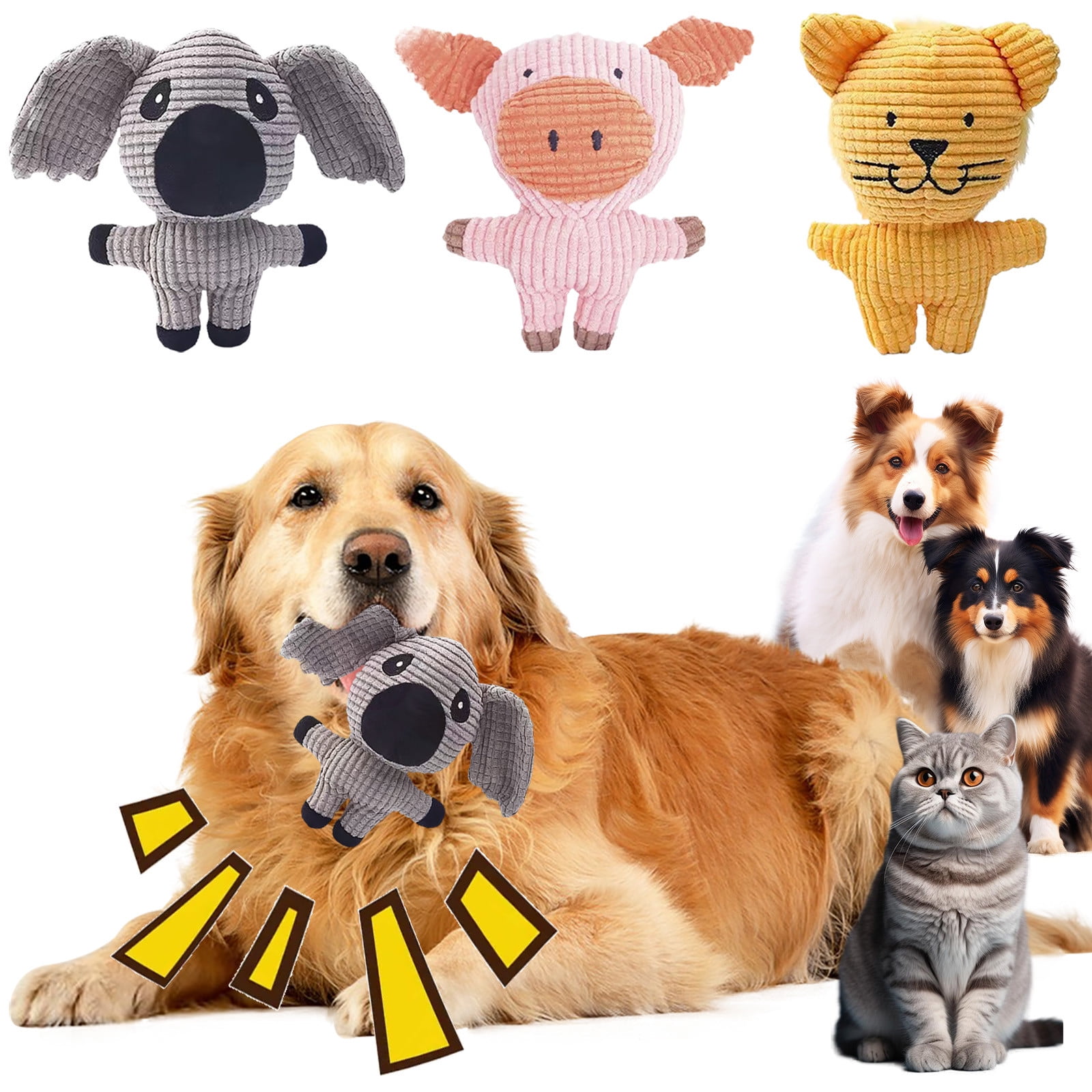Dog Toy Soft & Durable Plush,Chew Resistant & Reinforced Seams,Squeaky ...