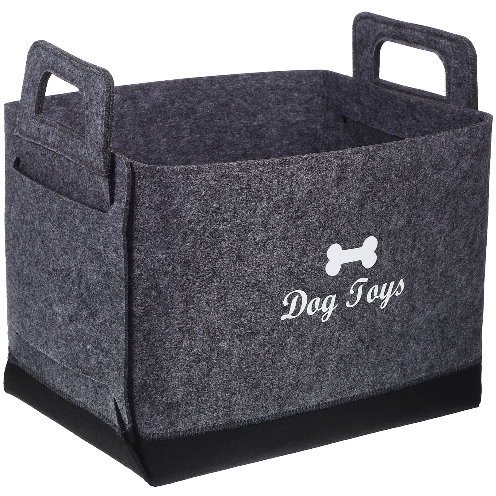 WEAVILUX Multi-Functional Grey Felt Pet Toy Holder Box Organizer ...