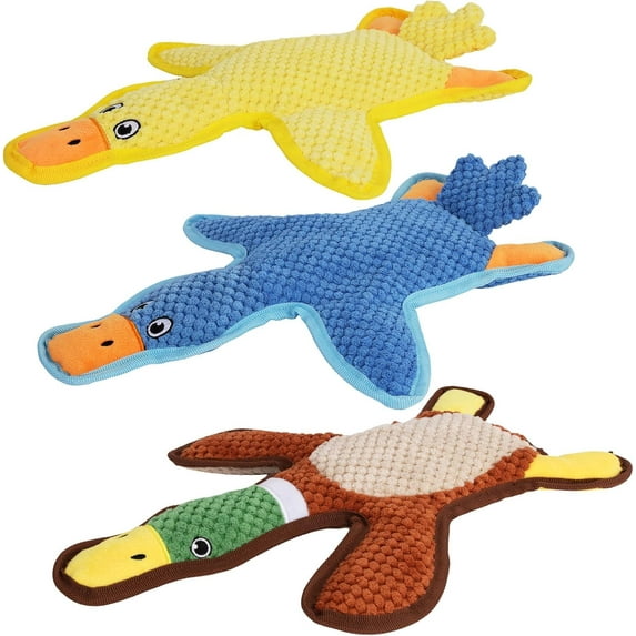 Dog Toys 3-Pack Cute Duck Shapes Puppy Toys No-Stuffing Squeaky and ...