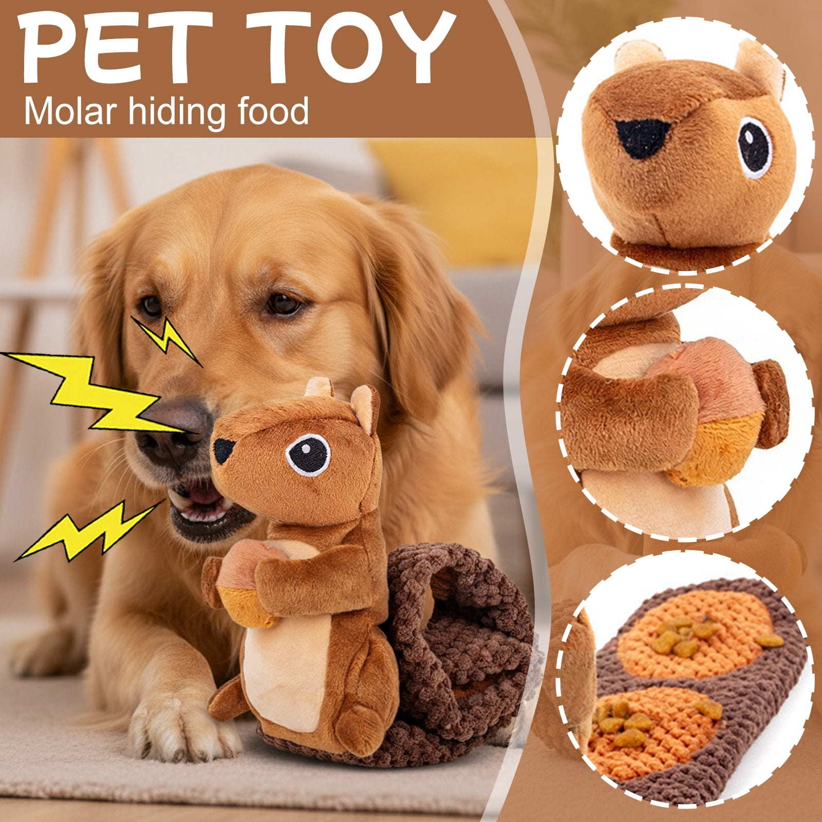 Dog Toys For Pets, Squeaky Plush Interactive Toy With Chewing & Treat ...