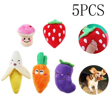 LEGEND SANDY 14 Pack Cute Plush Fruit & Vegetable Pup Chew Toys for ...