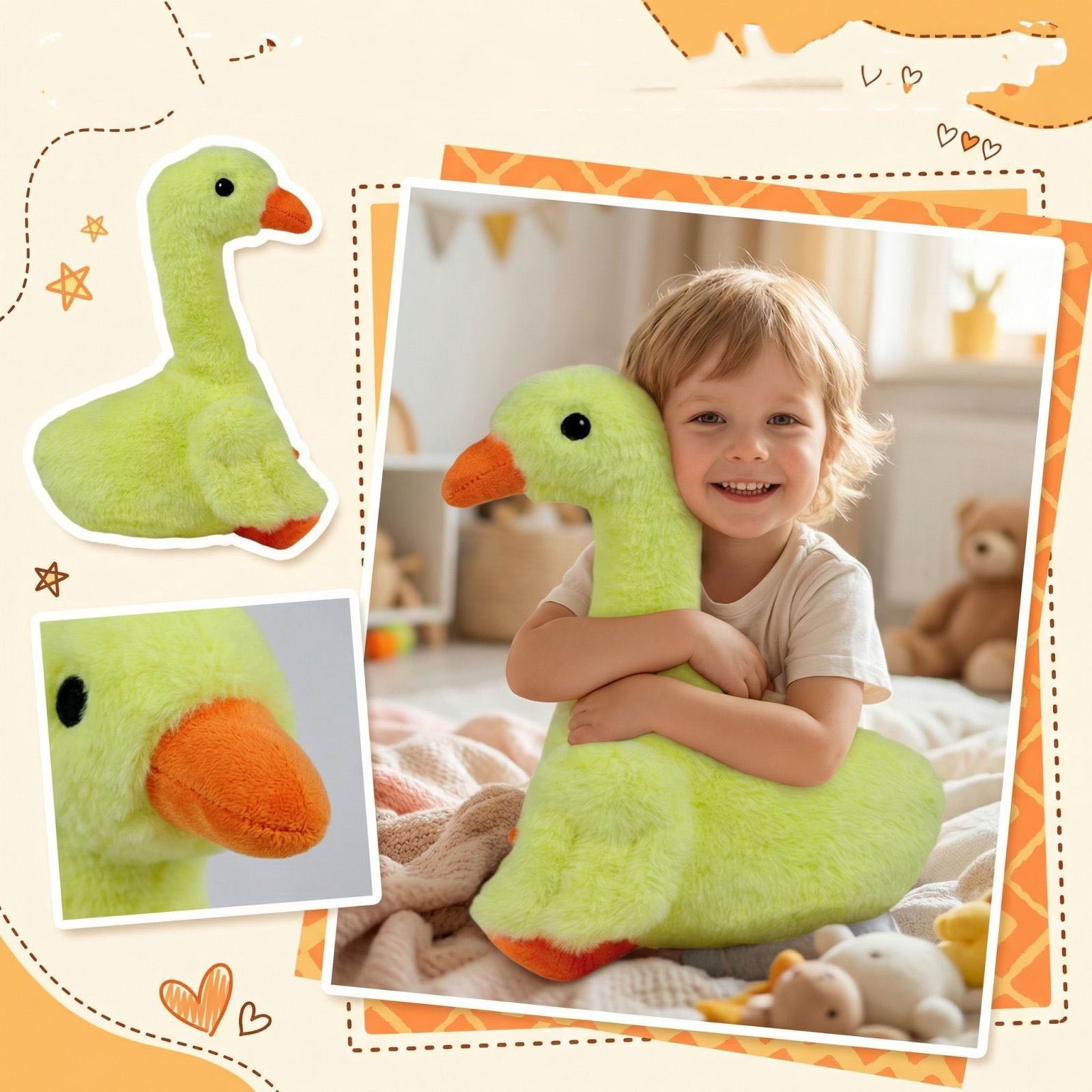 Dog Toys Giant Yellow Duck Plush Squeaky Toy, Large Soft Stuffed ...