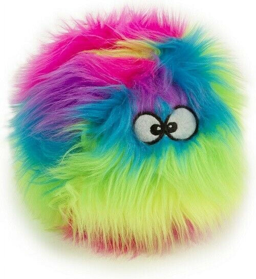Dog Toys Plush Furballz Colorful Rainbow Face Chew Resistant Round Ball ...