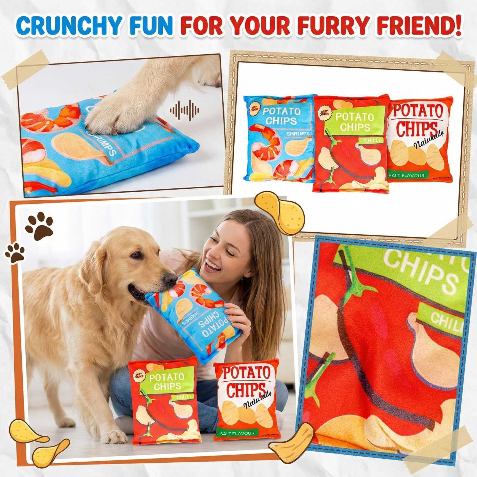 Dog Toys Potato Chips Plush, Interactive Dog Puzzle Toys Bite Resistant ...