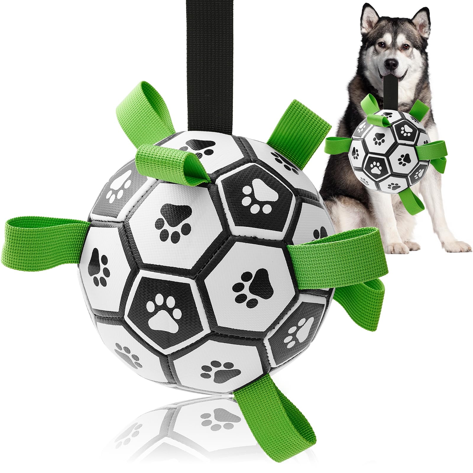 Dog Toys Soccer Ball with Straps, Dog Chew Toy, Interactive Dog Toys ...