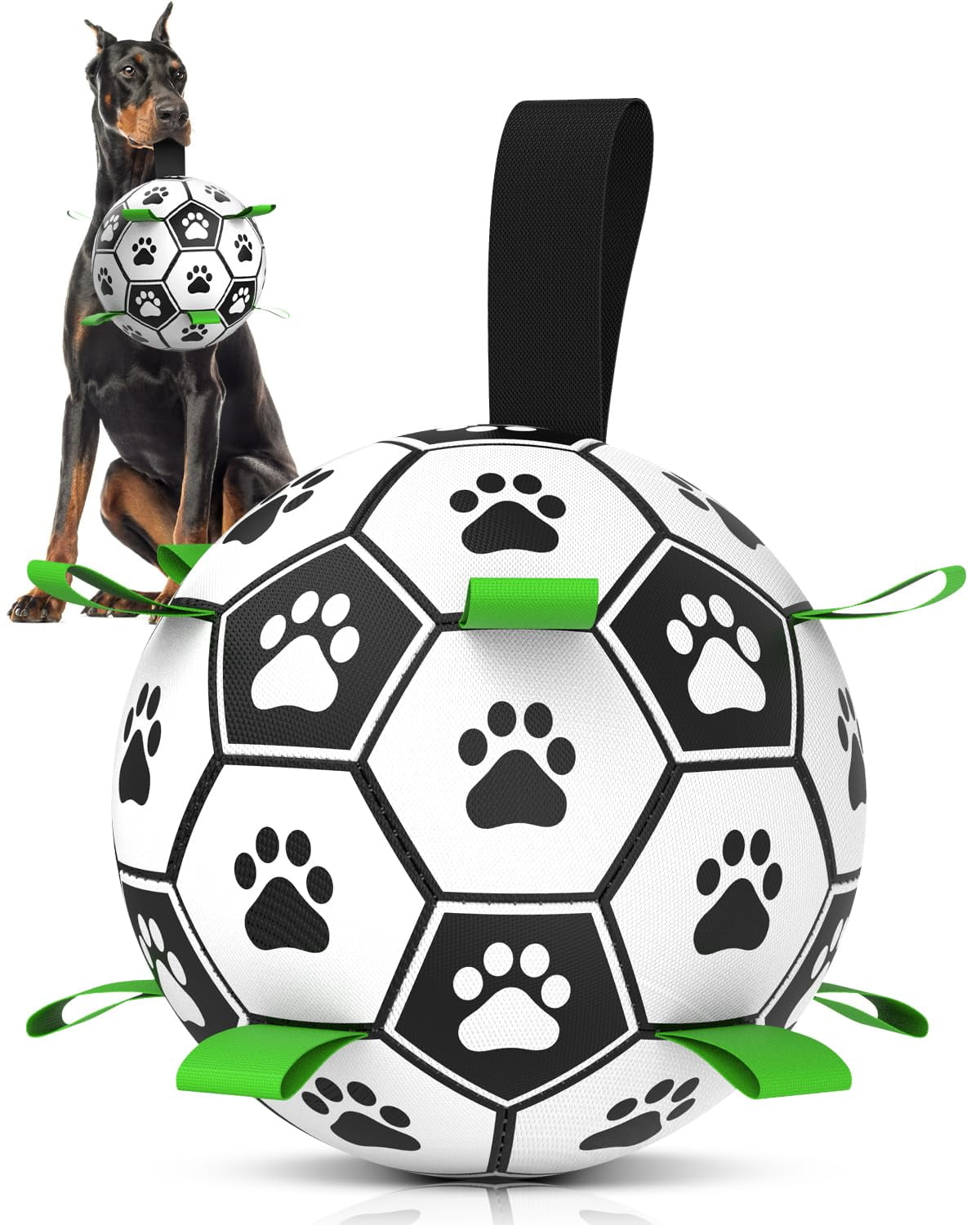 Dog Toys Soccer Ball with Straps, Interactive Dog Toys for Tug of War ...