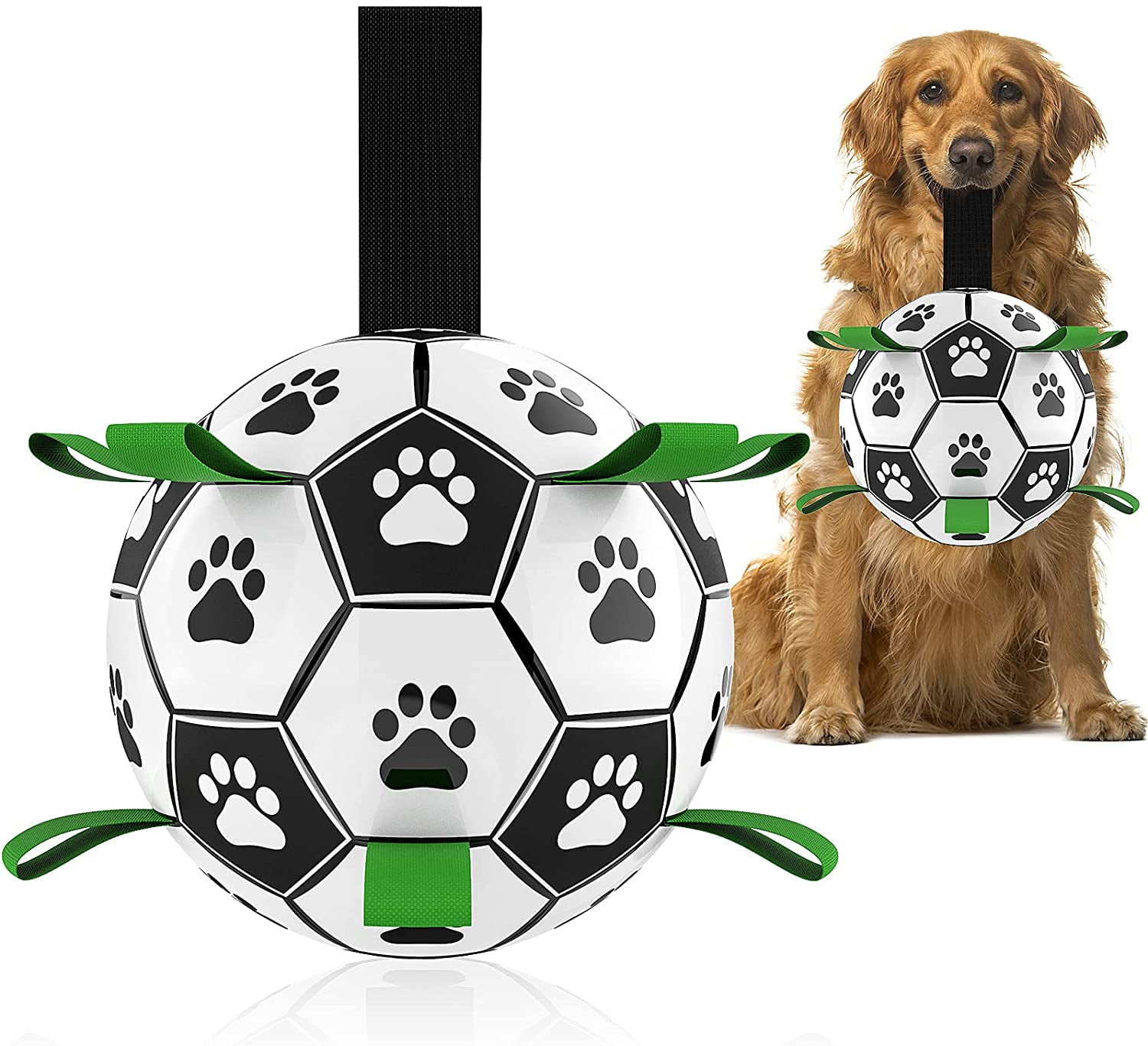 Dog Toys Soccer Ball with Straps, Interactive Dog Toys for Tug of War ...