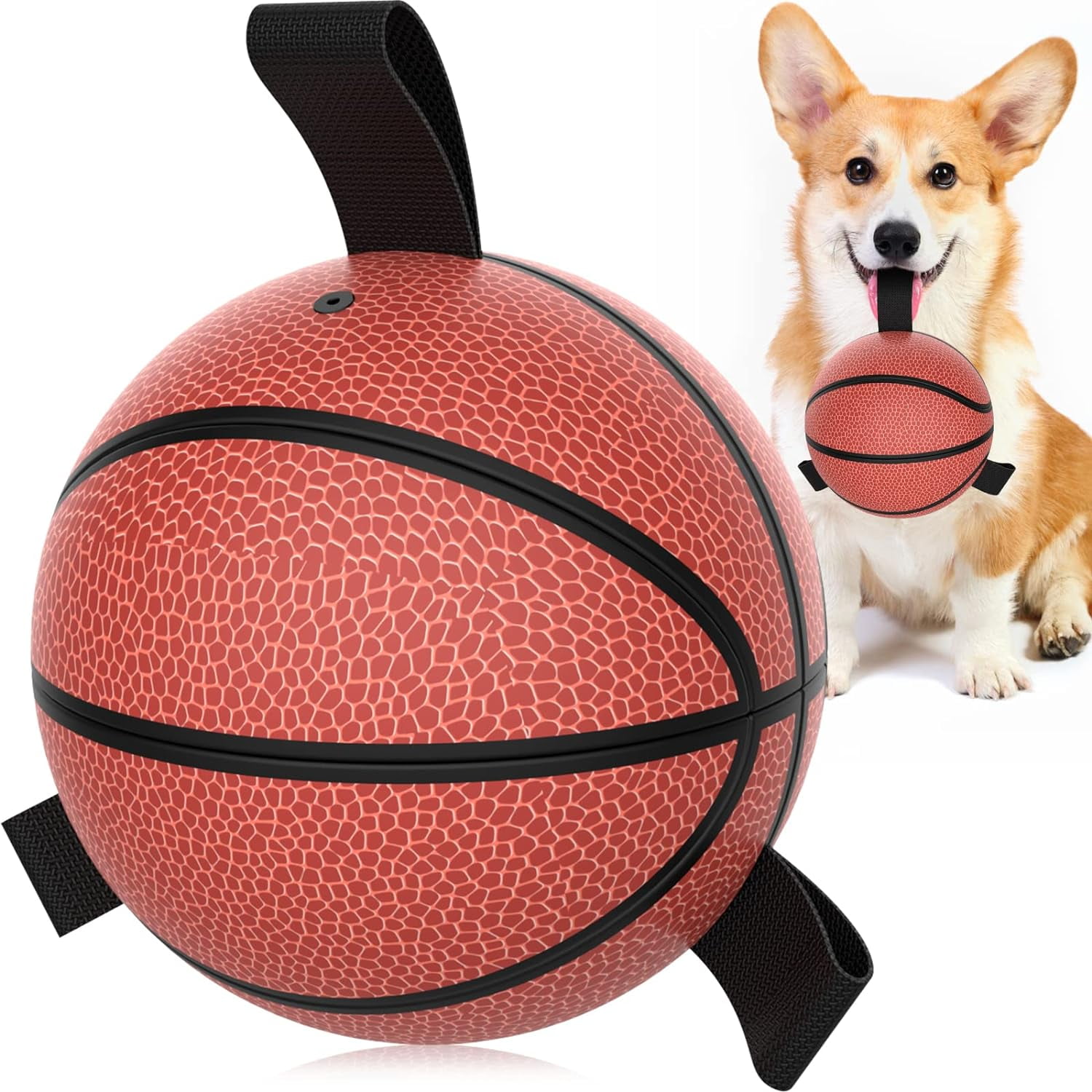 Dog Toys Soccer Ball with Straps, Interactive Dog Toys for Tug of War ...