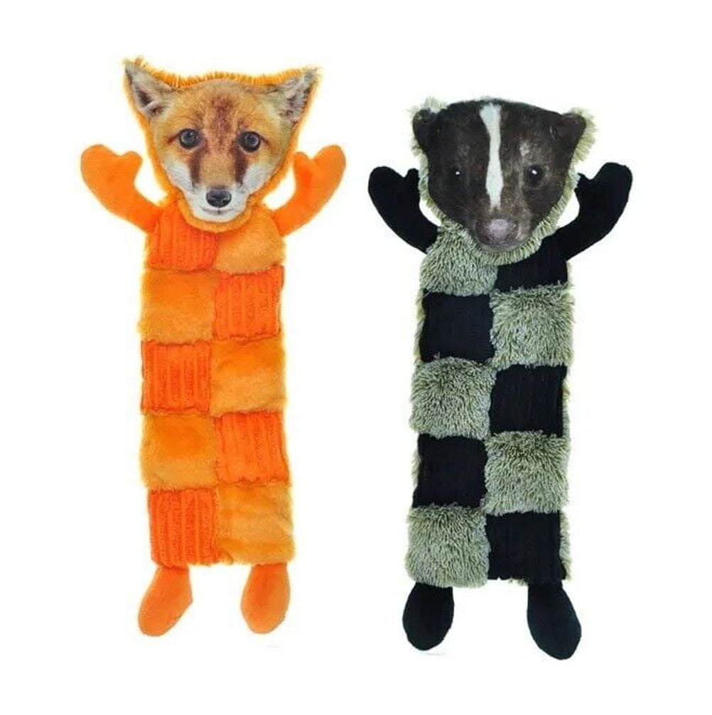 Dog Toys Squeaker Mat Plush Animal Themed Soft Stuffed Tug Play Toss ...