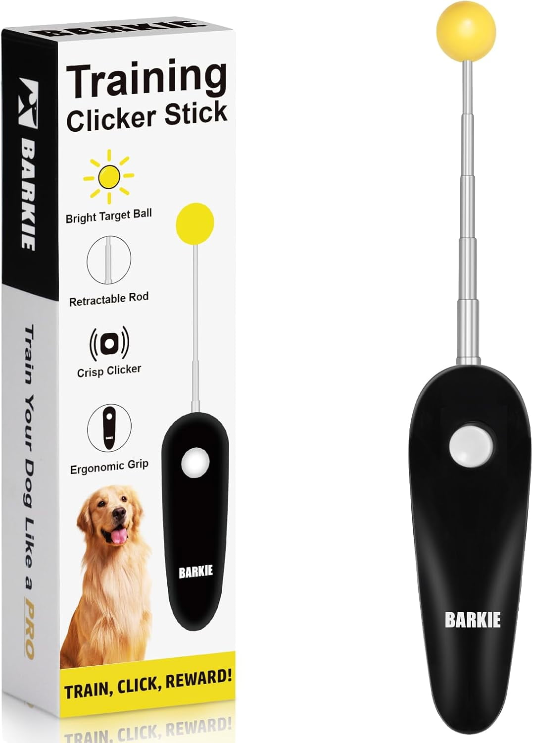 Dog Training Clicker with Target Stick – Portable & Retractable Trainer with Comfortable Handle ...