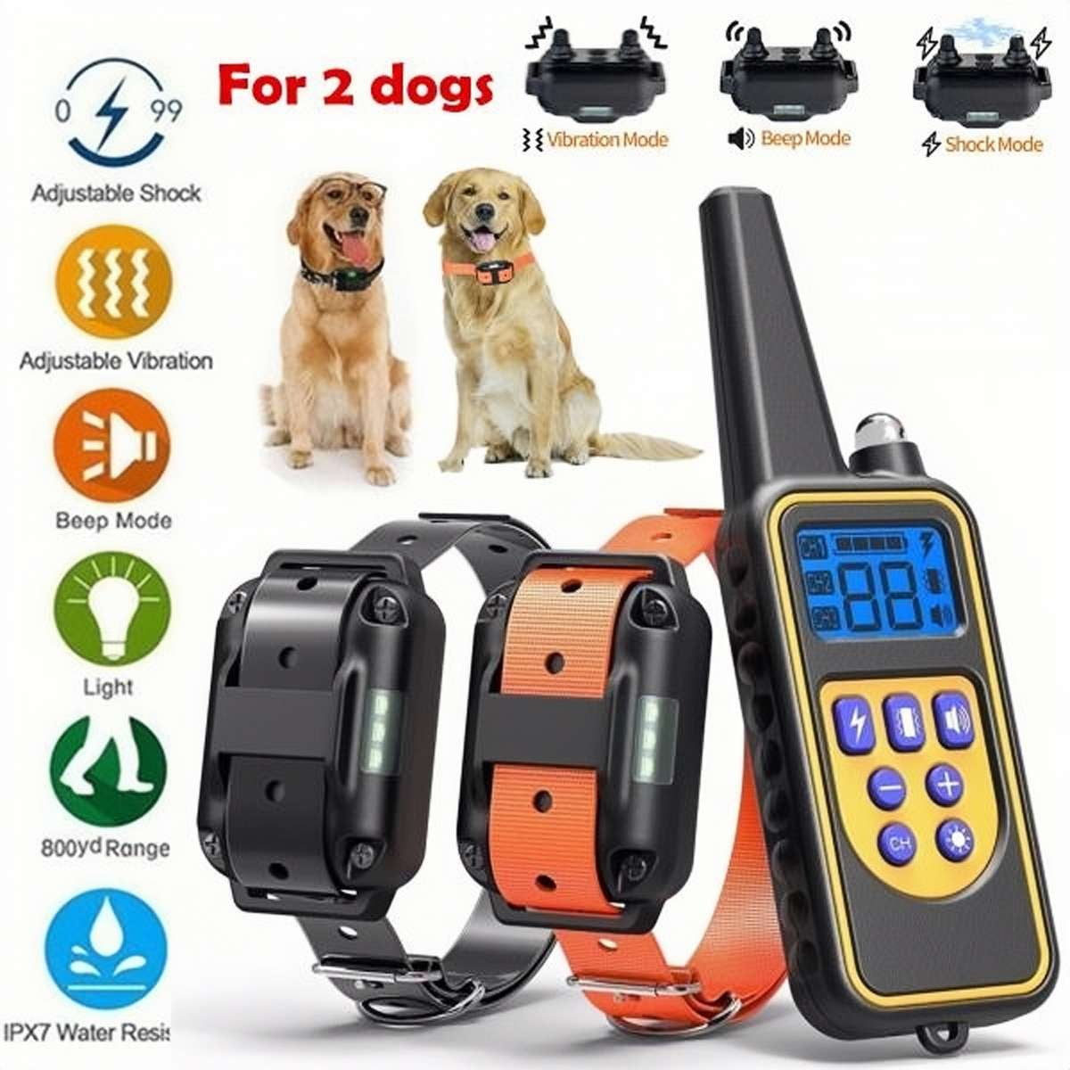Dog Training Collars for 1/2/3 Dogs, Remote 880yards, 3 Modes Beep ...