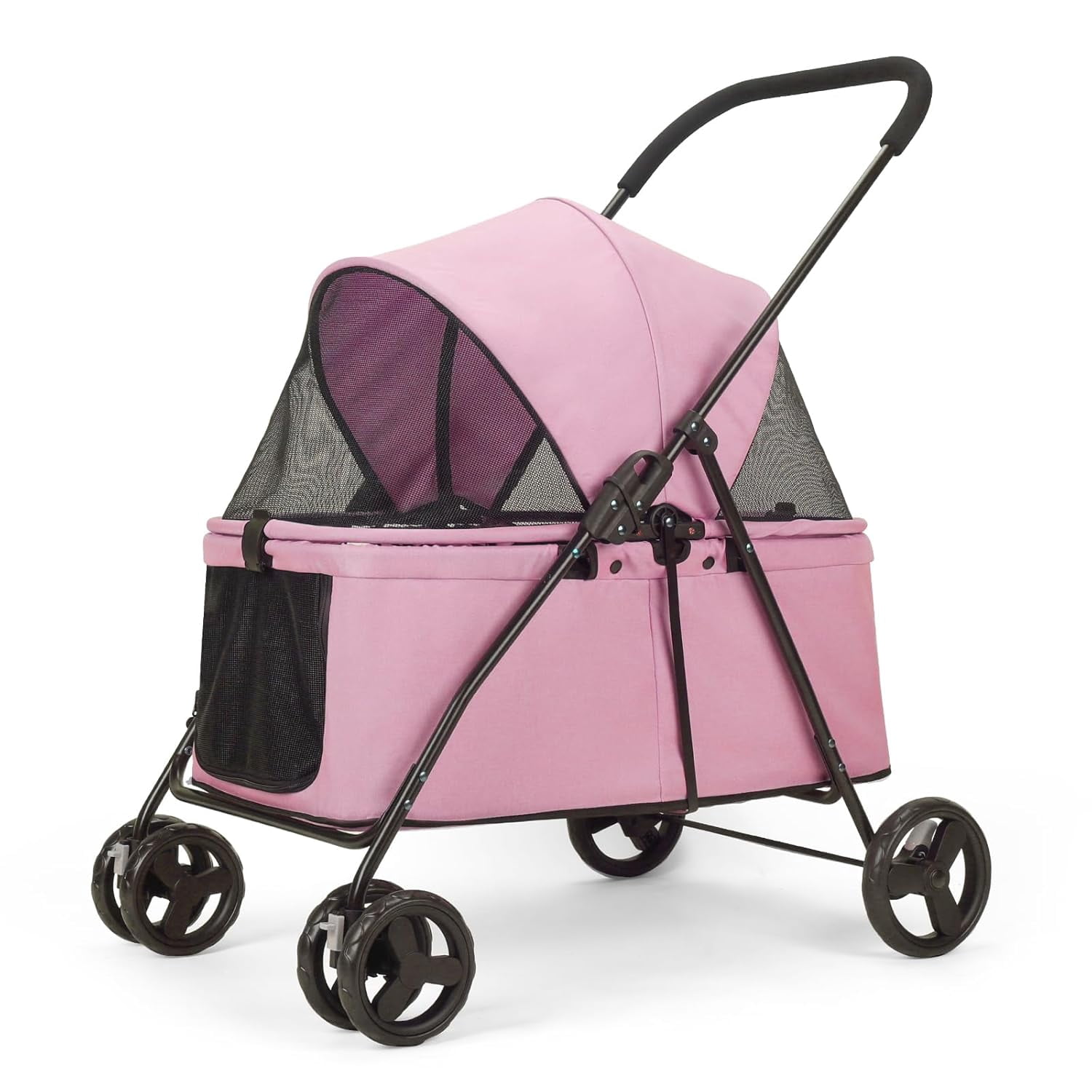 Dog Travel Stroller with 4 Heavy Duty Wheels, Foldable Pet Stroller ...
