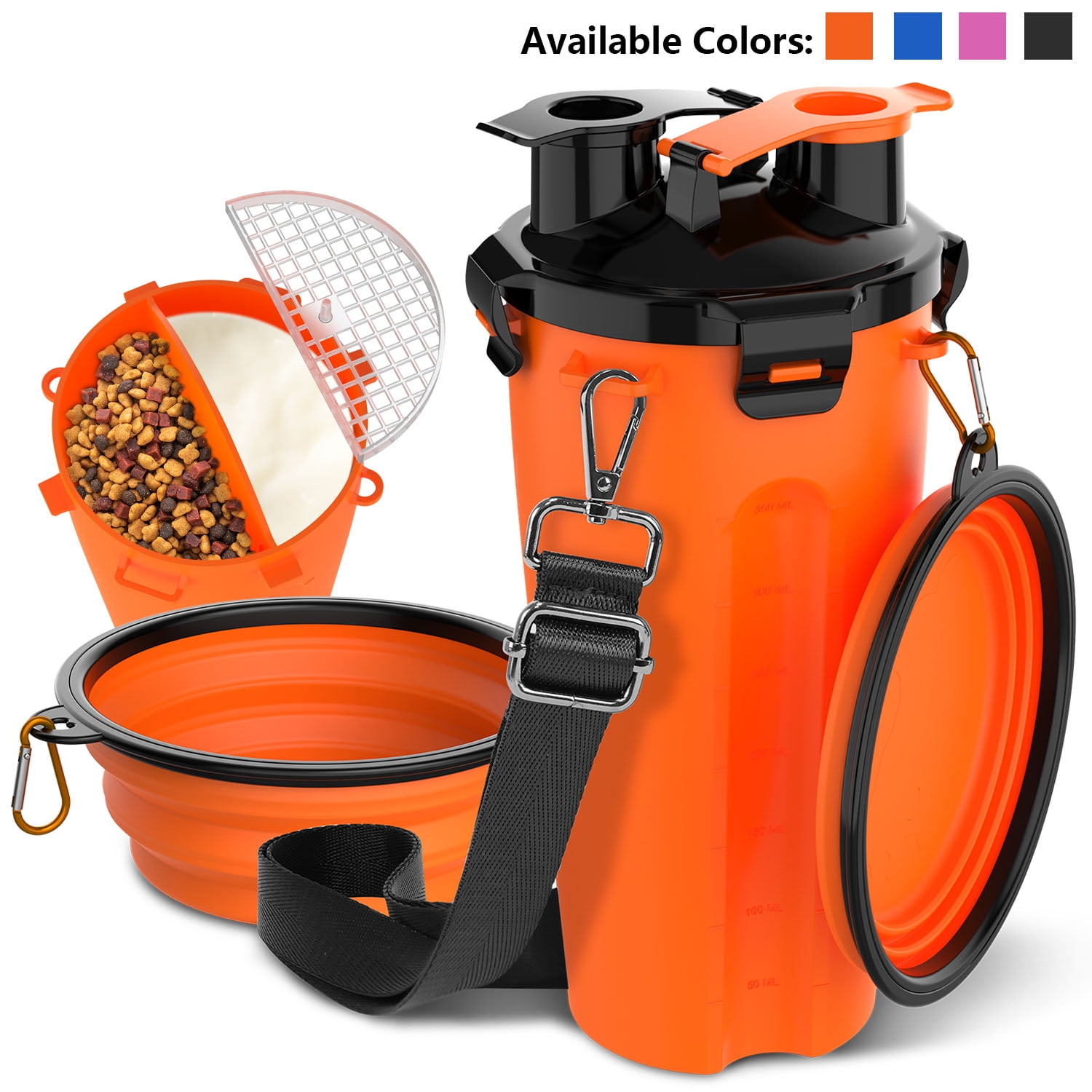 Dog Travel Water Bottle with Collapsible Bowls, Portable 2 in 1 ...