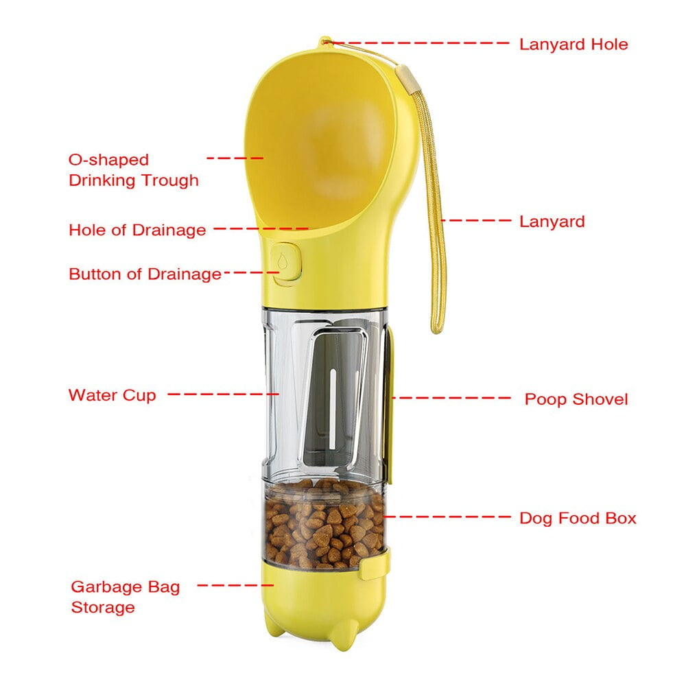 Dog Travel Water Bottle for Walking (Yellow)- 500ml Portable Pet Water ...