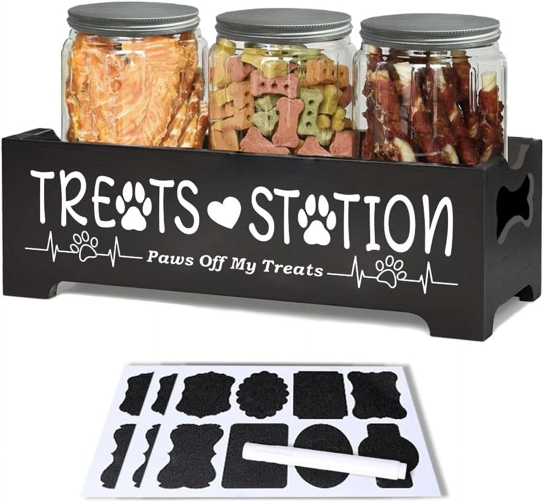 Dog Treat Container Airtight Dog Food Storage Container with 3 Jars ...