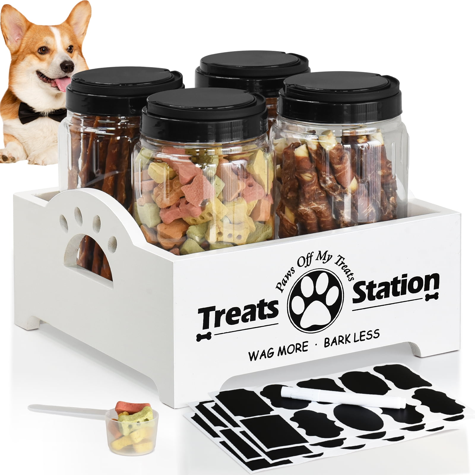 Dog Treat Container Dog Food Storage Container for Countertop, Cat Food ...