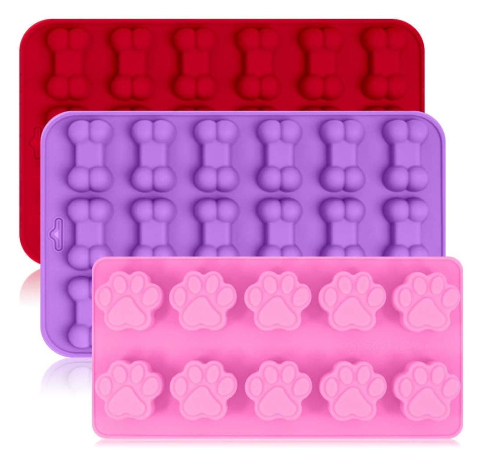 Dog Treat Molds Silicone Molds Puppy Dog Paw and Bone, Non-Stick Food ...