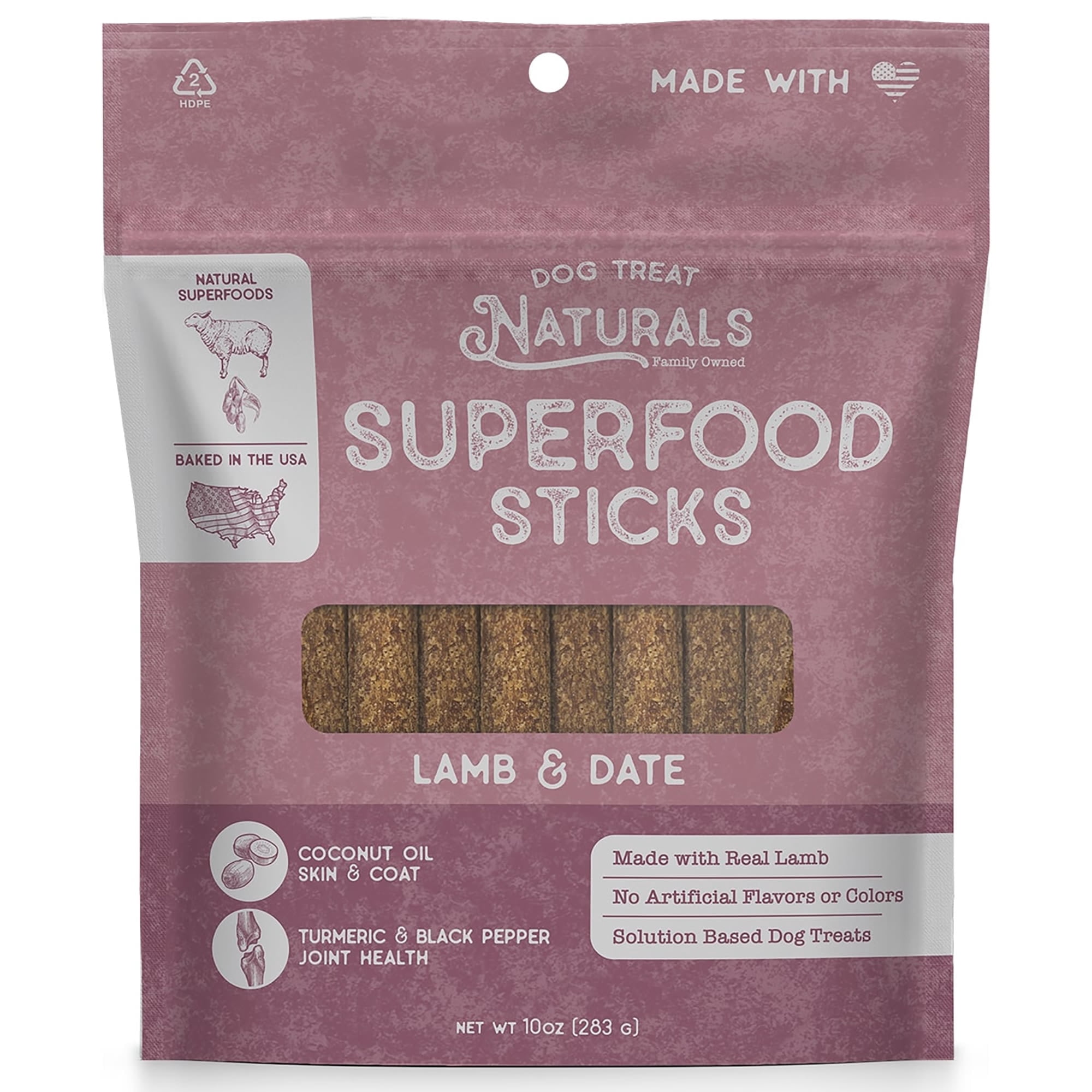 Dog Treat Naturals Lamb & Date Superfood Sticks, Semi-Moist, Joint ...