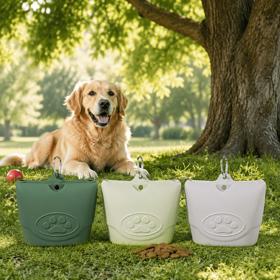 Dog Treat Pouch with Magnetic Closure, Silicone Dog Food Bag, Leakproof ...