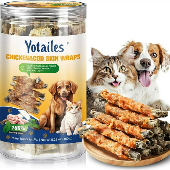 Dog Treats Chicken&Cod Skin Wraps Stick -150g/1PC -High Protein Dog ...