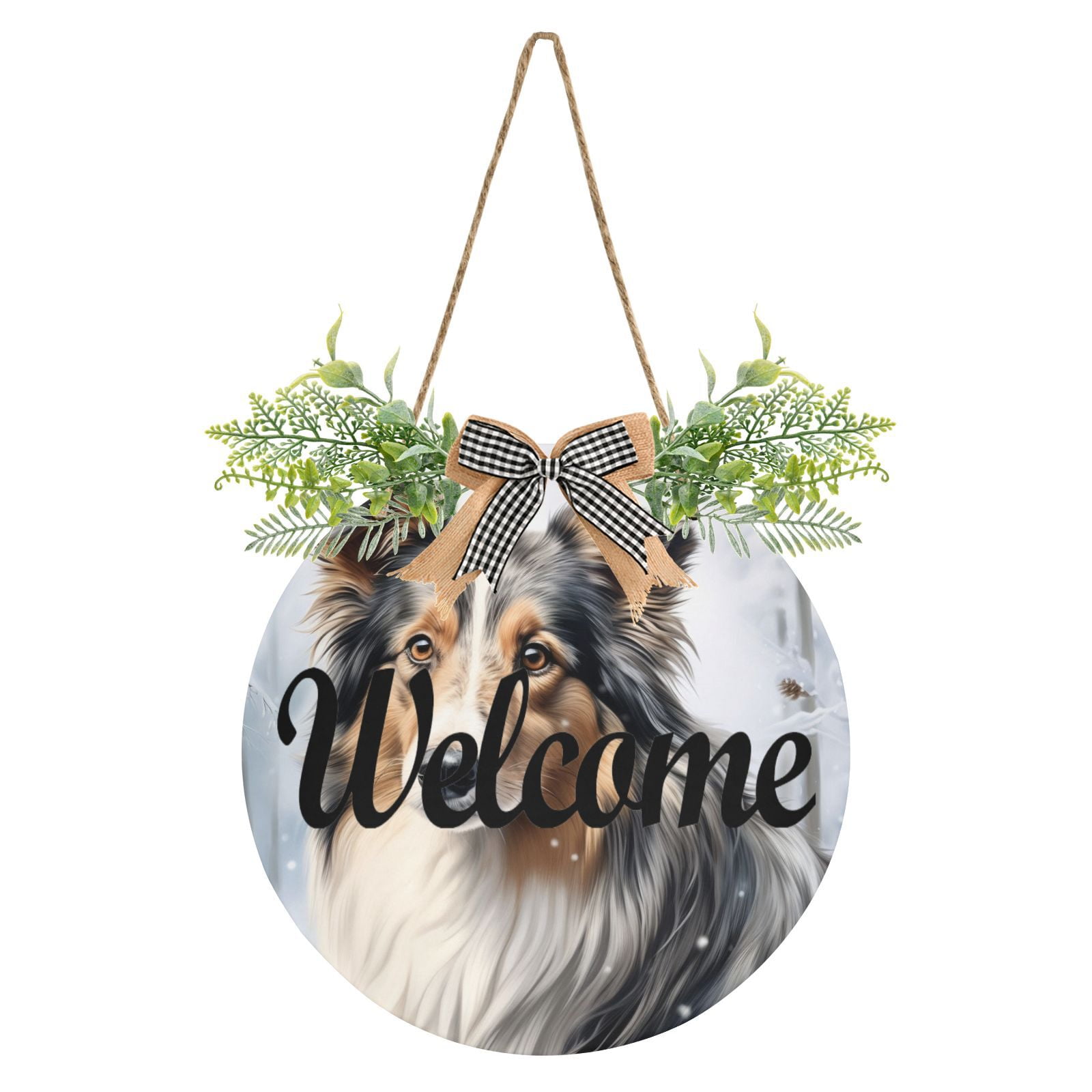 Dog Trees Snow Welcome Sign for Front Door Wreath Door Sign for ...
