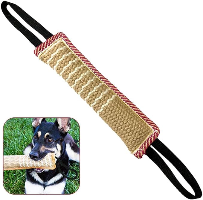 Dog Tug Toy, Dog Bite Jute Pillow Pull Toy with 2 Strong Handles ...