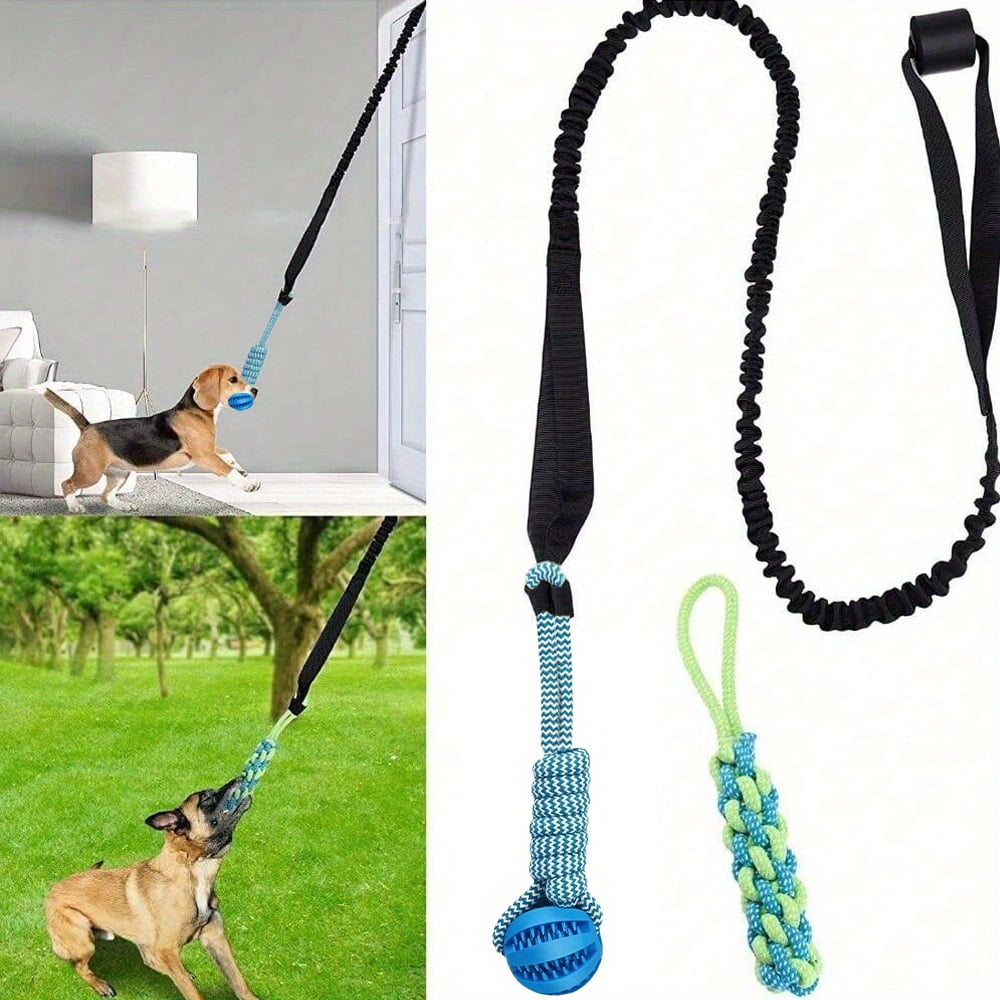 Dog Tug Toy with Bungee Cord - Indoor/Outdoor Play, Stretchy Fabric ...