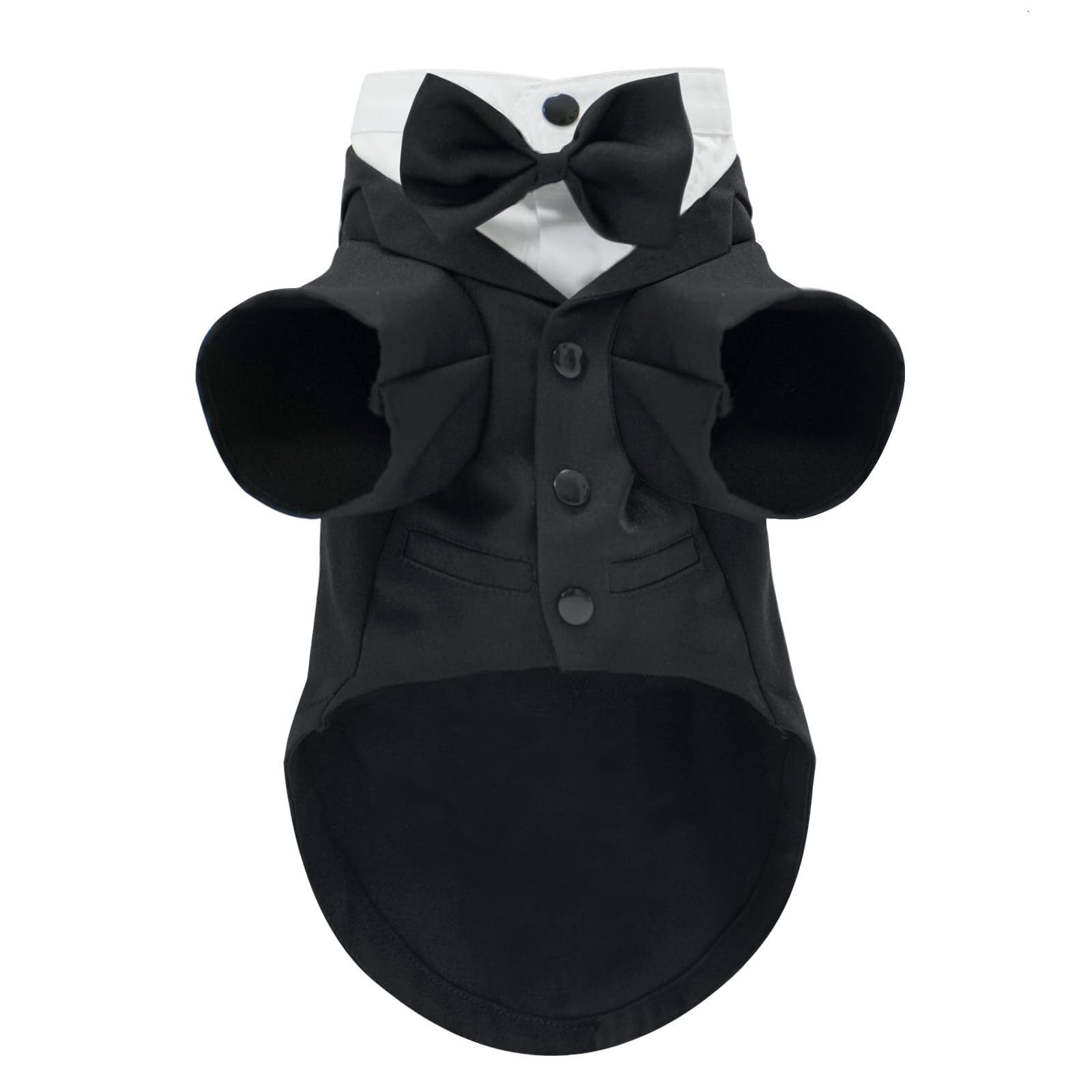 Dog Tuxedo Suit, Formal Pet Shirt Costume Wedding Attire with Black Bow ...