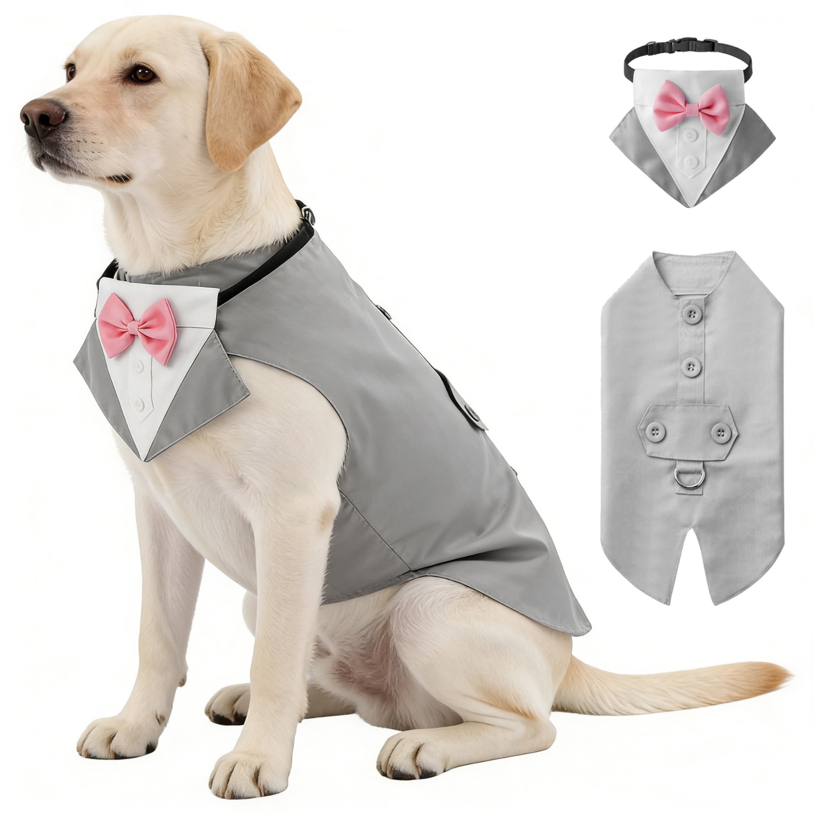 Dog Tuxedo Suit Pets Formal Wedding Outfit Bow Tie Vest Coat Set Small ...