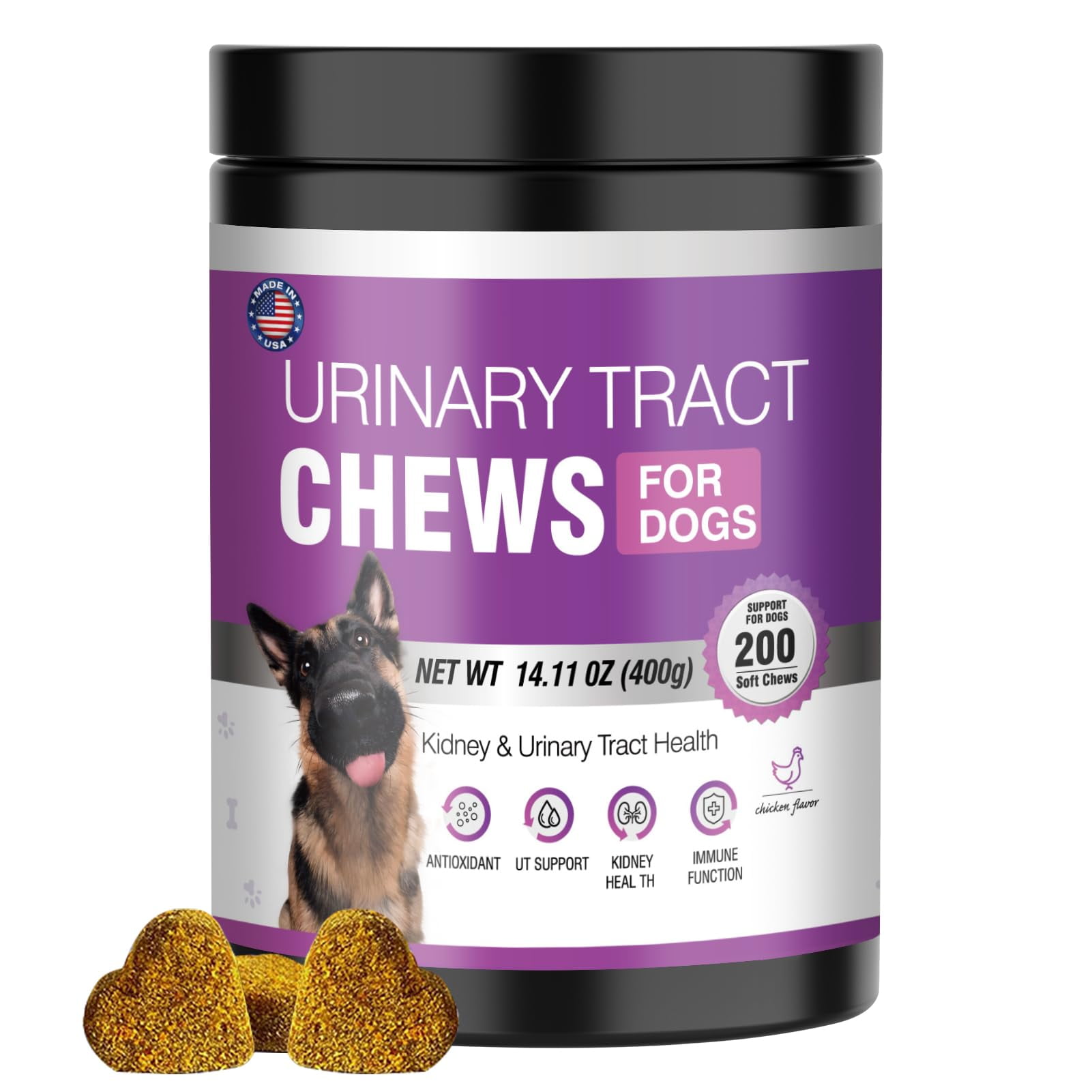 Dog UTI Treatment Cranberrys Upplement Chews 200 Tablets Tract Kidney ...